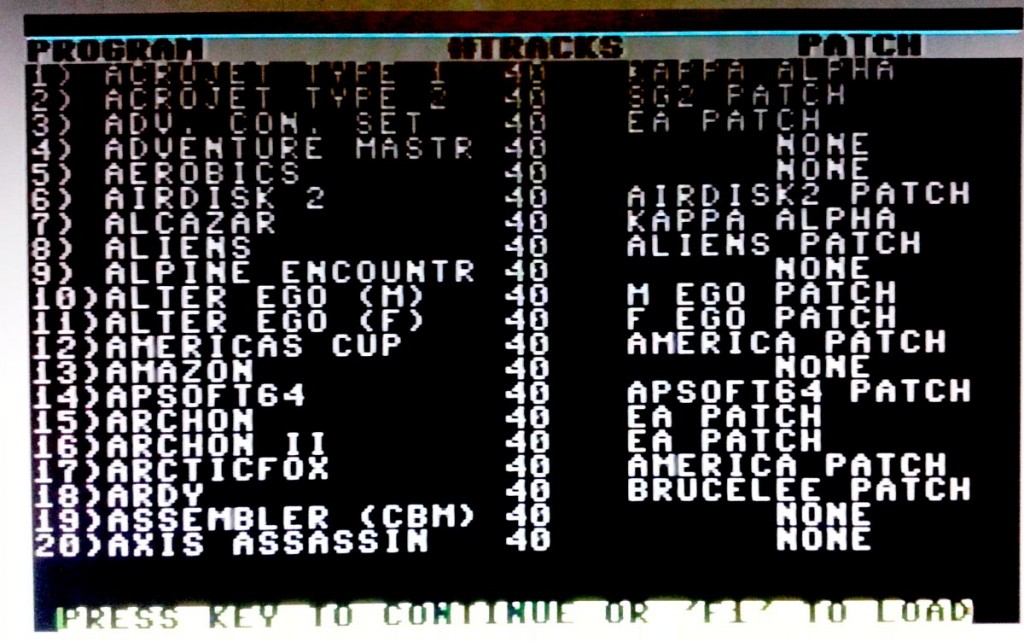The Mirror Parameter List | C64 Copy Protection